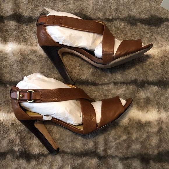 Coach | Shoes | Coach Heels Brown Leather Brea Pebble Grain | Poshmark